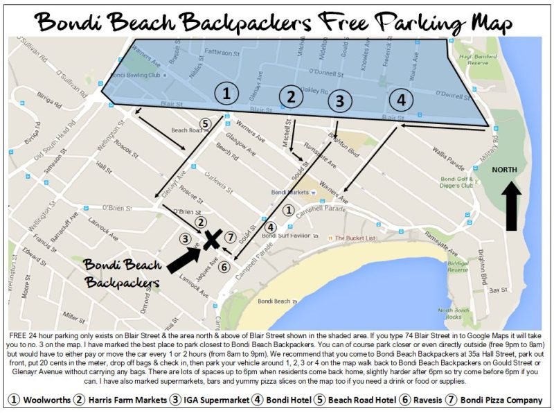 Free Parking - Bondi Beach Backpackers - Sydney Australia